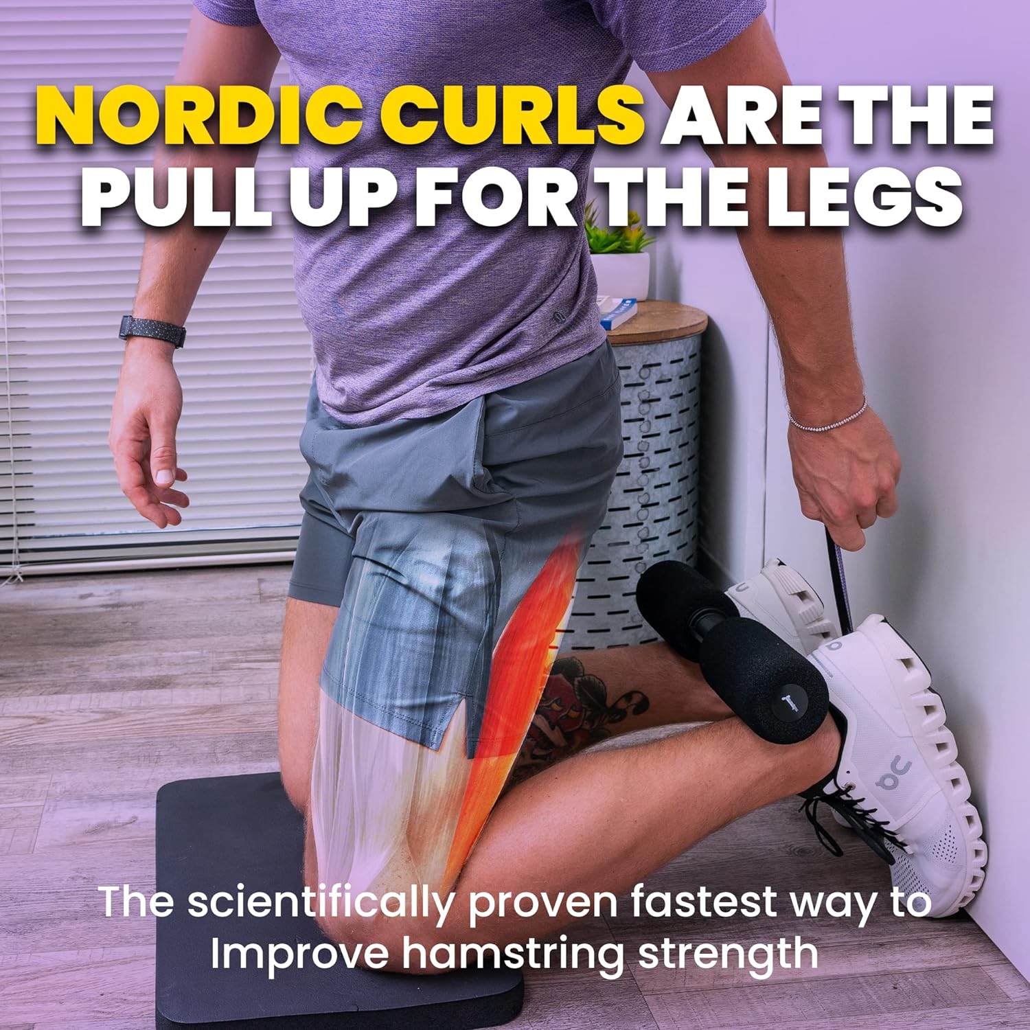 Nordic Hamstring Curl Strap Home Gym Fitness Exercise